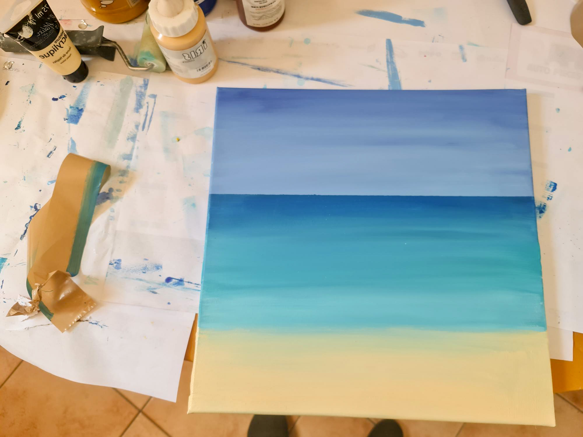 Peindre la mer à l’acrylique - Technique facile, pinceaux et couleurs